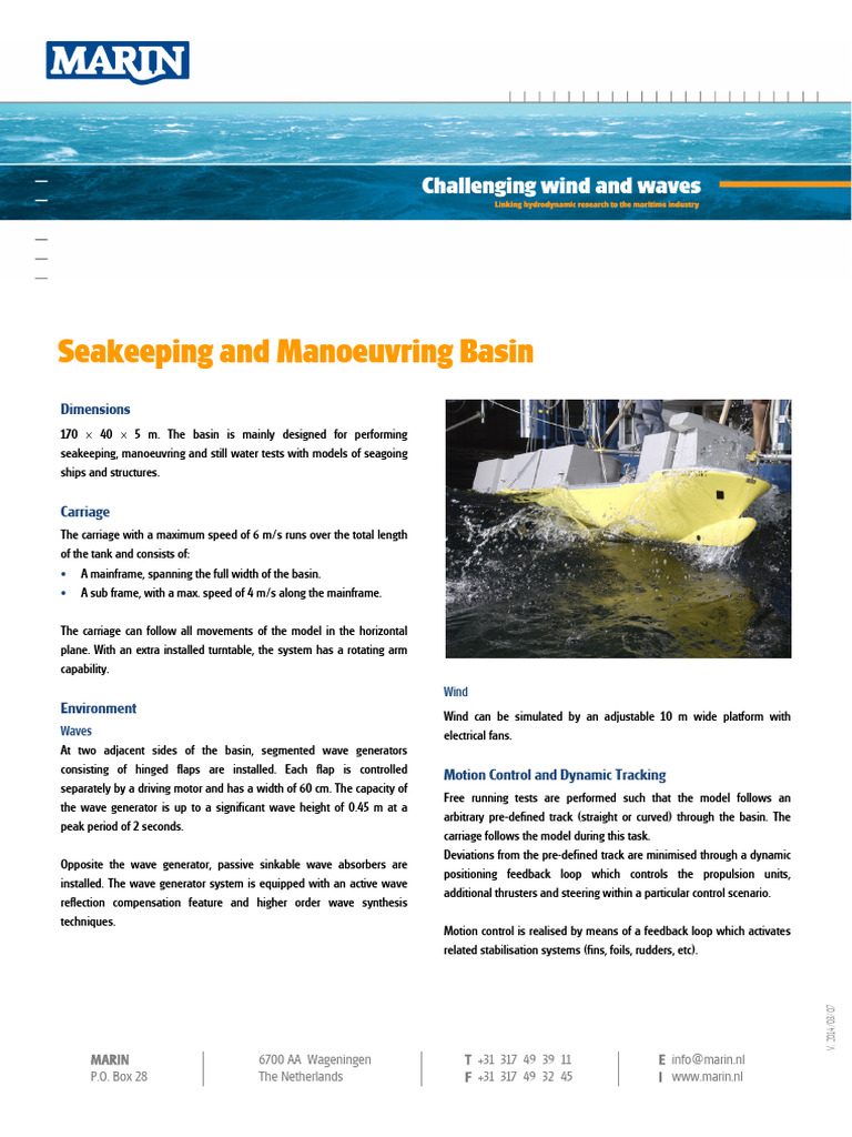 Seakeeping and Manoeuvring Basin (2016) | PDF | Ships | Waves
