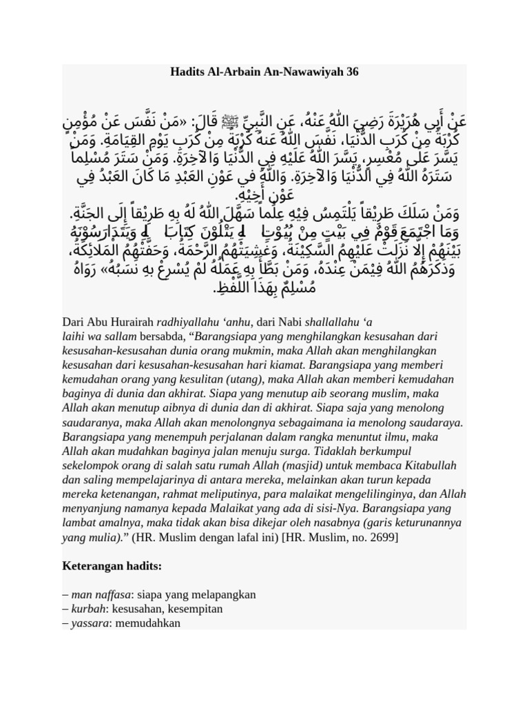 Hadits Arbain 36 | PDF