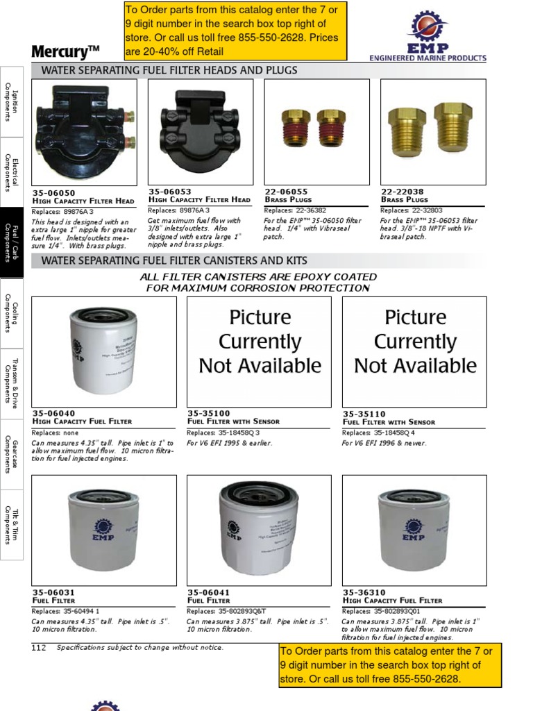 Mercury Fuel Components | PDF | Filtration | Carburetor