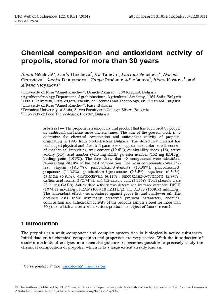 2024 - Chemical Composition Propolis | PDF | Flavonoid | Antioxidant