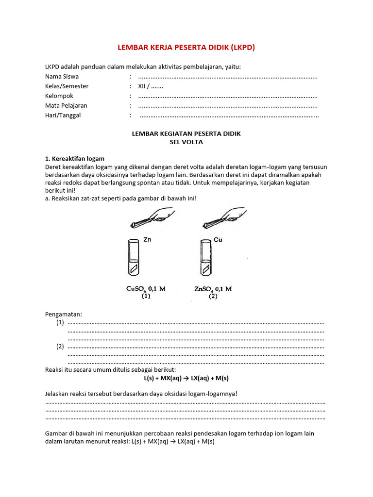 LKPD Sel Volta | PDF | Metode & Bahan Ajar