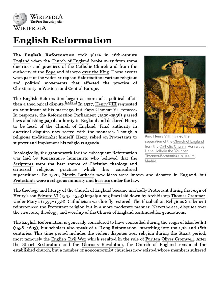 English Reformation | PDF