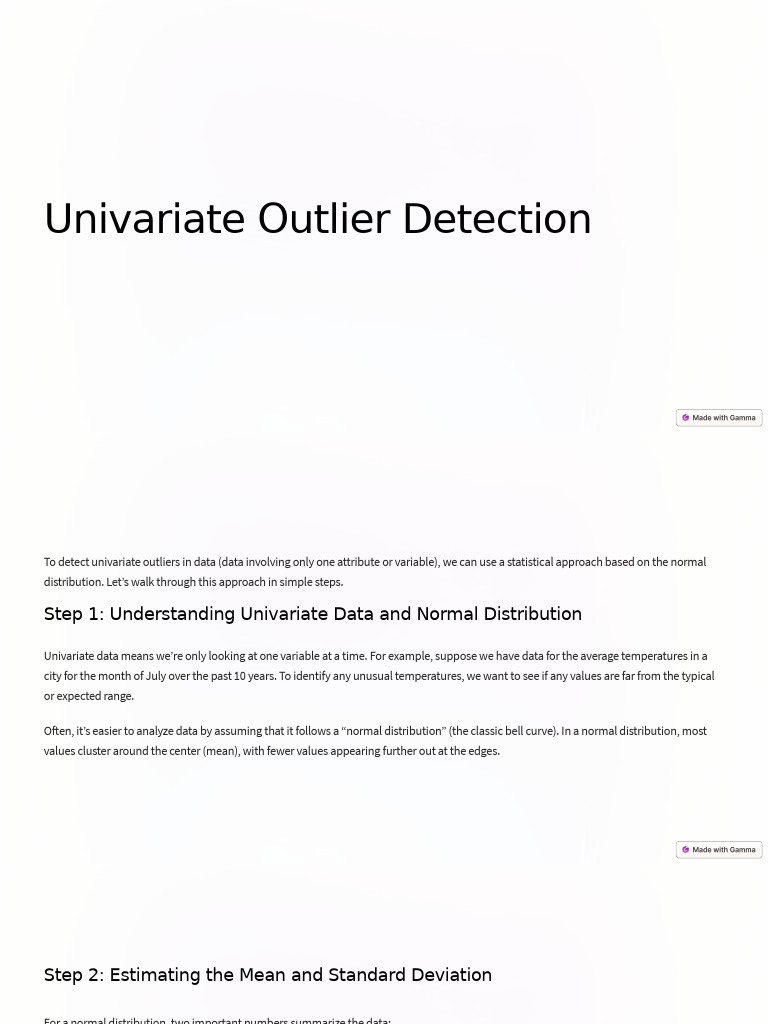 Univariate Outlier Detection | PDF | Quartile | Outlier Univariate Outlier Detection | PDF | Quartile | Outlier