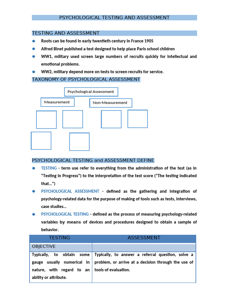 Overview of Psychological Testing Methods | PDF | Psychological Testing ...
