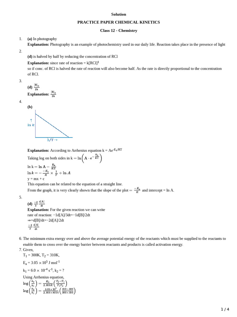 AK Chemical Kinetics | PDF | Reaction Rate | Activation Energy