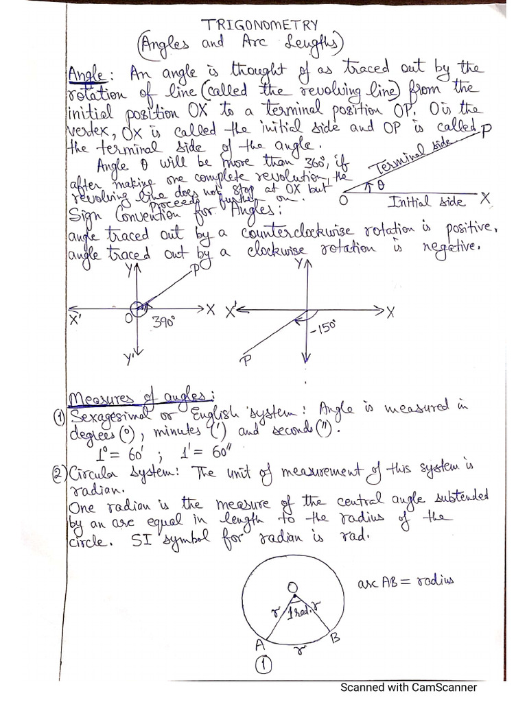 Angles and Arc Lengths | PDF