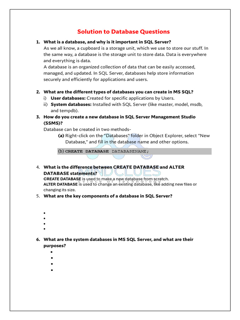 Solution To C1 - Database Questions | PDF | Databases | Microsoft Sql ... Solution To C1 - Database Questions | PDF | Databases | Microsoft Sql ...