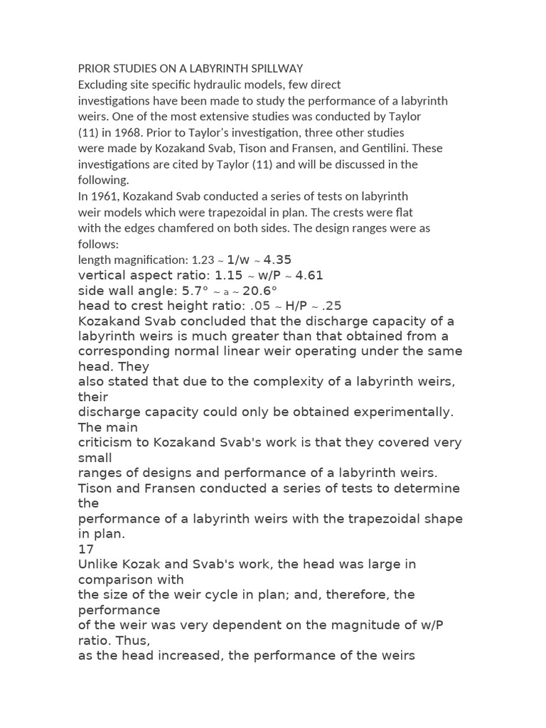 Labyrinth Weir Studies and Designs | PDF | Discharge (Hydrology)