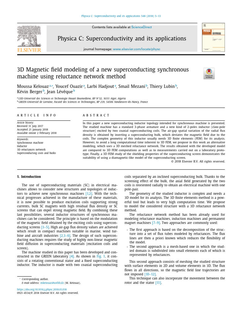 3D Magnetic Field Modeling of A New Superconduct - 2018 - Physica C Superconduc | PDF | Inductor ...