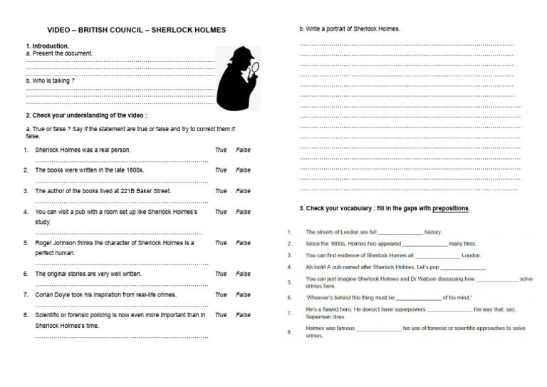 Sherlock Listening Comprehension Worksheet | PDF | Arthur Conan Doyle ...