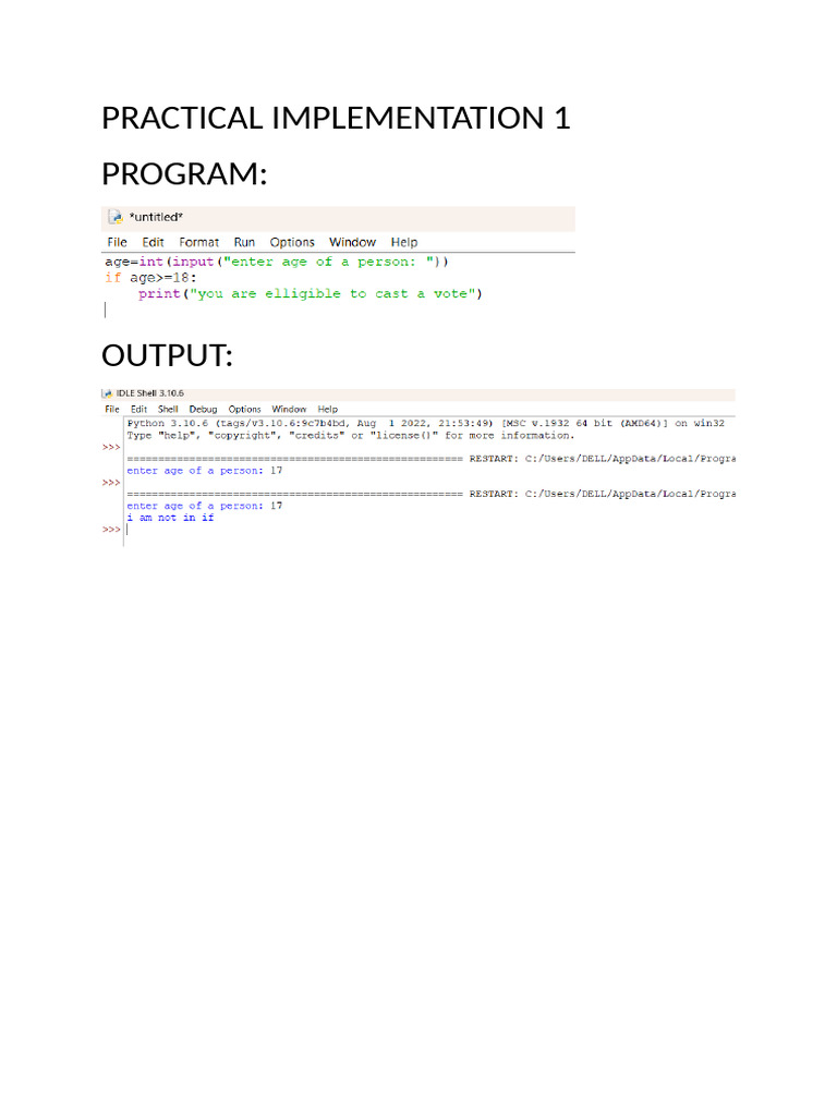 PRACTICAL IMPLEMENTATION 1 | PDF