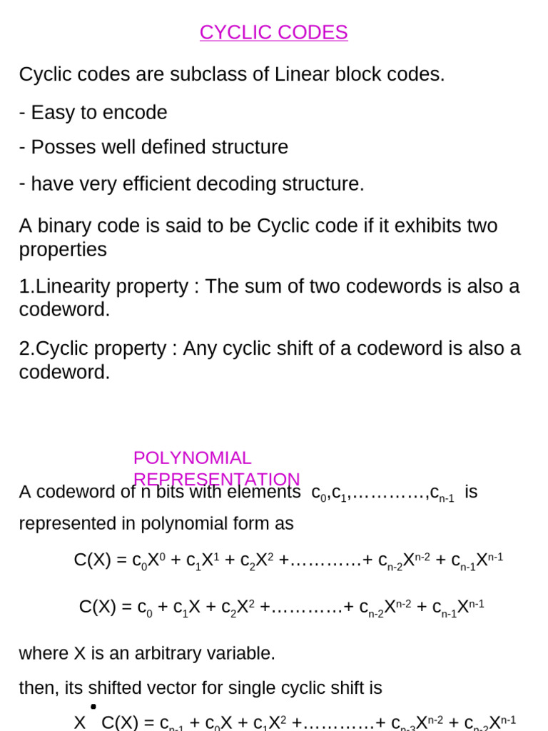 Unit 5 - 2 Cyclic Codes | PDF | Numerical Analysis | Algorithms