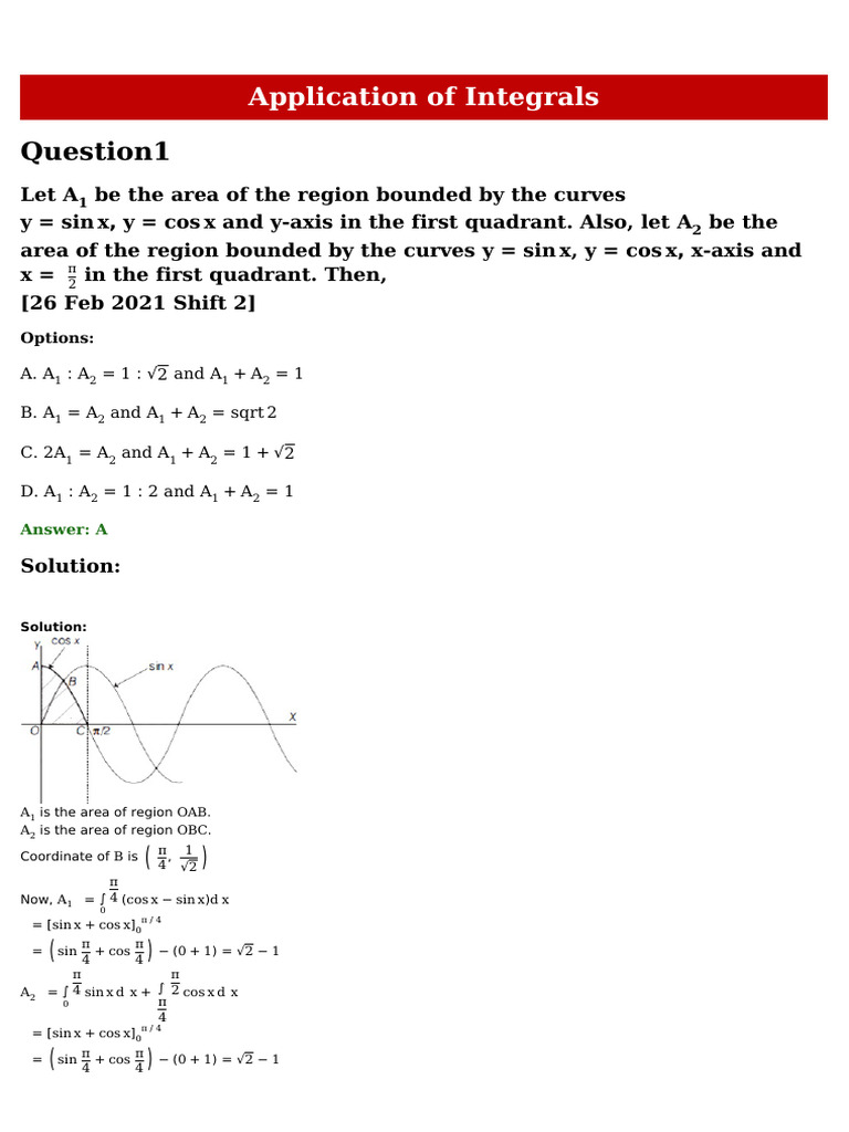 Application of Integrals | PDF | Mathematical Concepts | Mathematical ...