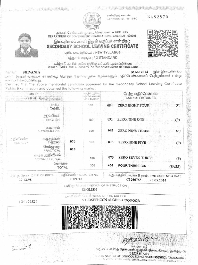 10th certificate | PDF | Standardized Tests | Secondary Education