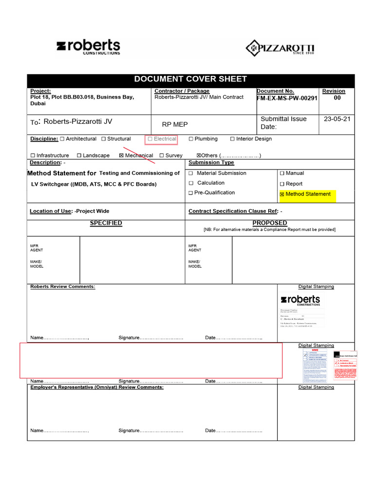 Document Cover Sheet: Roberts-Pizzarotti JV | PDF | Personal Protective Equipment ...