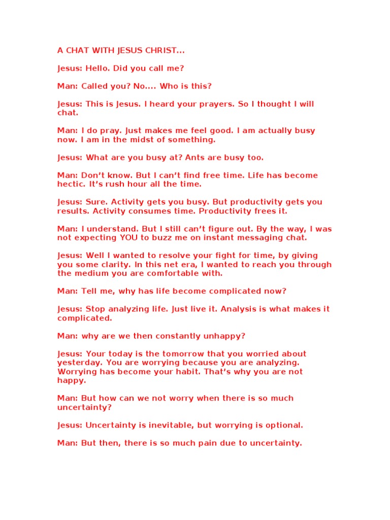 A Chat With Jesus Christ | PDF | Jesus | Prayer