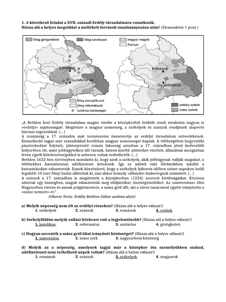 Török Kor Feladatok Középszint | PDF