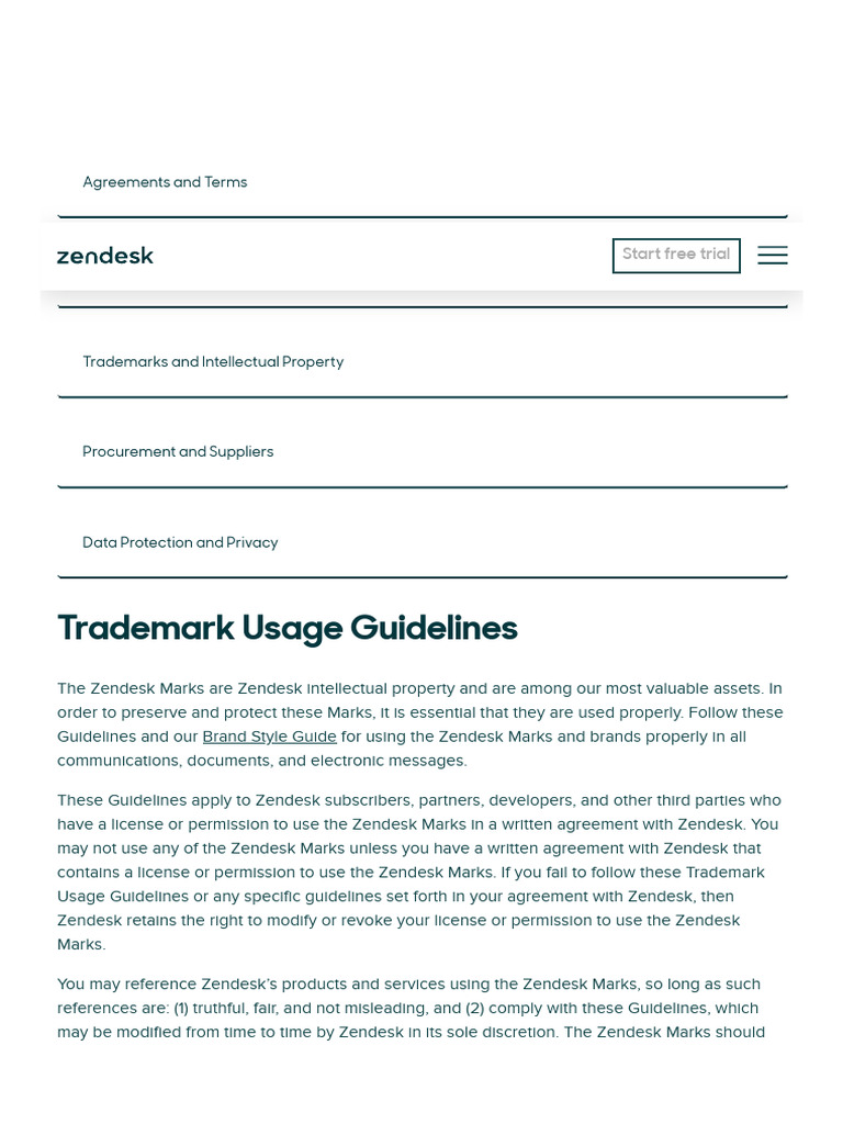 Trademark Guidelines Zendesk | PDF | Trademark | Noun