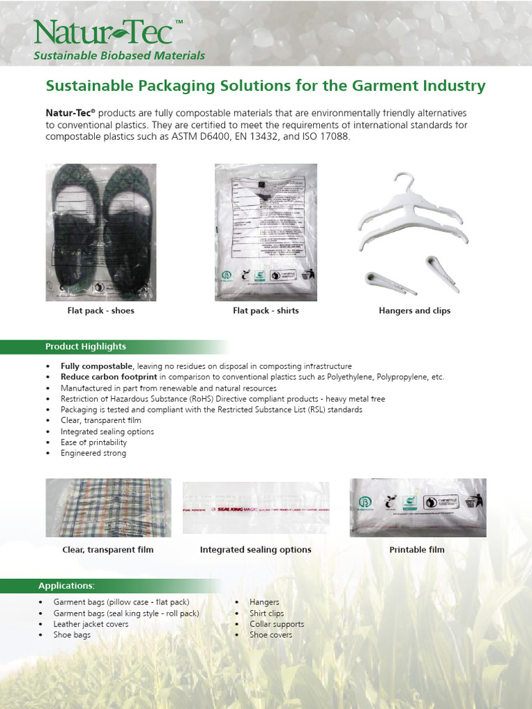 Natur-Tec Garment Brochure 2016 - REVB - Oct 2016 | PDF | Economy And ...