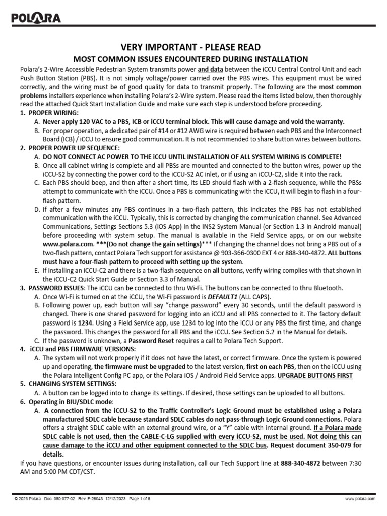 Installation Guide for Polara 2-Wire System | PDF | Screw | Ios