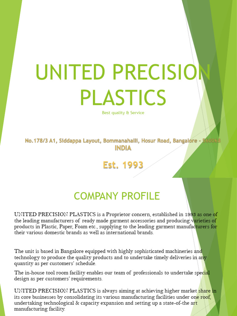 United Precision Plastics - Sustainability Products | PDF ...