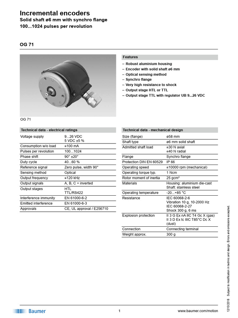 Baumer_OG71_DS_EN | PDF | Electrical Engineering | Electricity