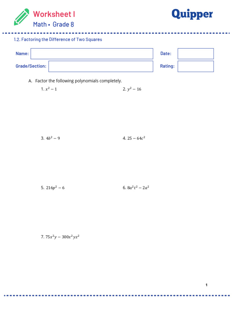 ME Math 8 Q1 0102 WS1 | PDF