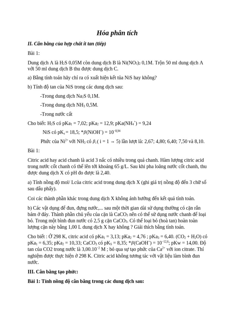 Hóa Phân Tíc1 | PDF