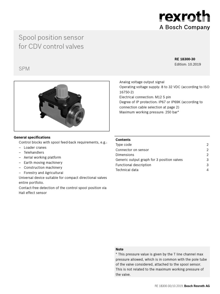 Bosch Rexroth Spool Position Sensor SPM | PDF | Electrical Connector ...