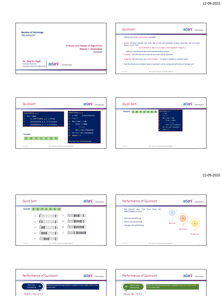 Quick Sort Protected 1 Unlocked Pdf Algorithms And Data Structures Applied Mathematics