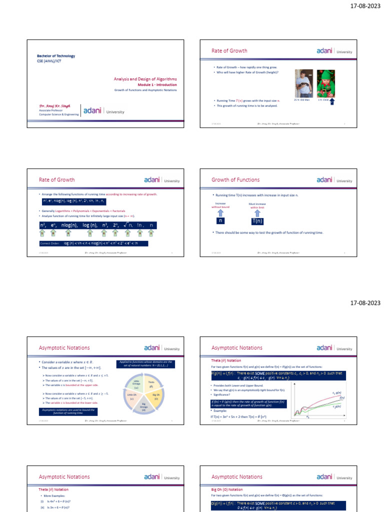Growth of Functions - Secured - Unlocked | PDF | Computer Science | Algorithms