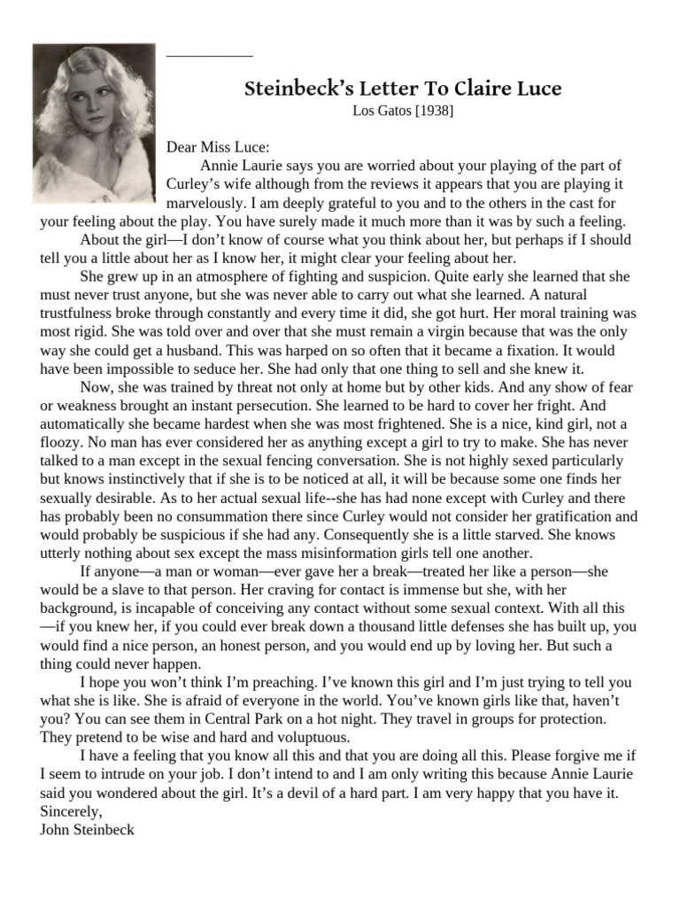 Letter To Claire Luce | PDF