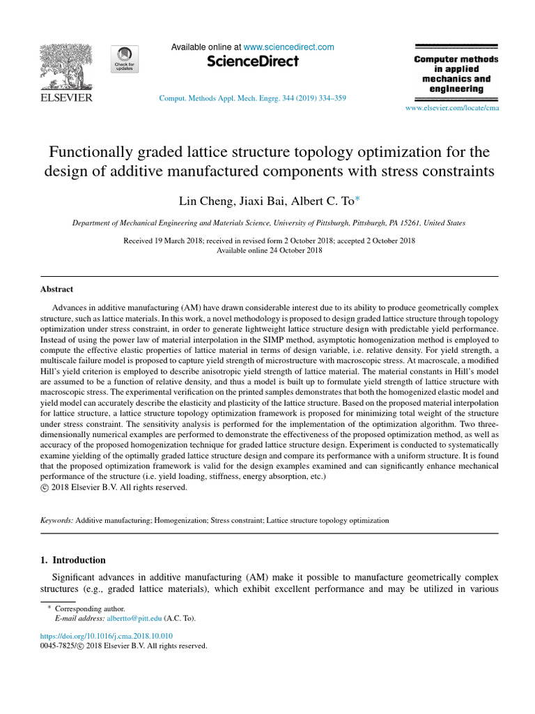 Functionally Graded Lattice Structure Topology Optimization For The Design of Additive ...