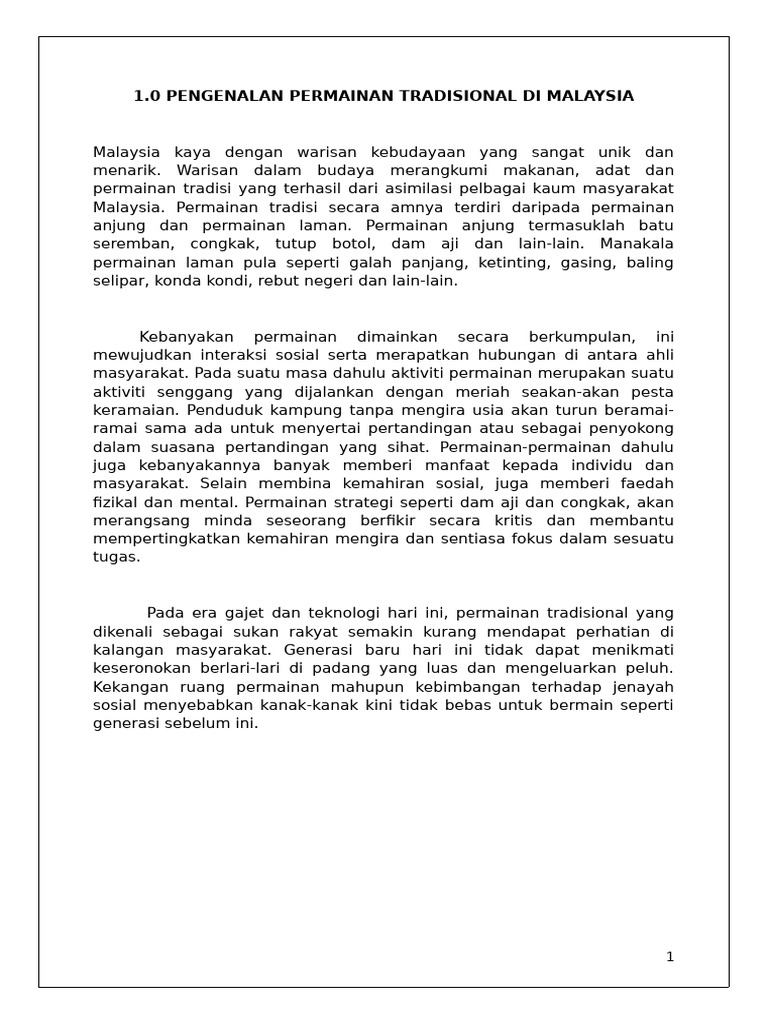 Permainan Tradisional Melayu di Malaysia | PDF