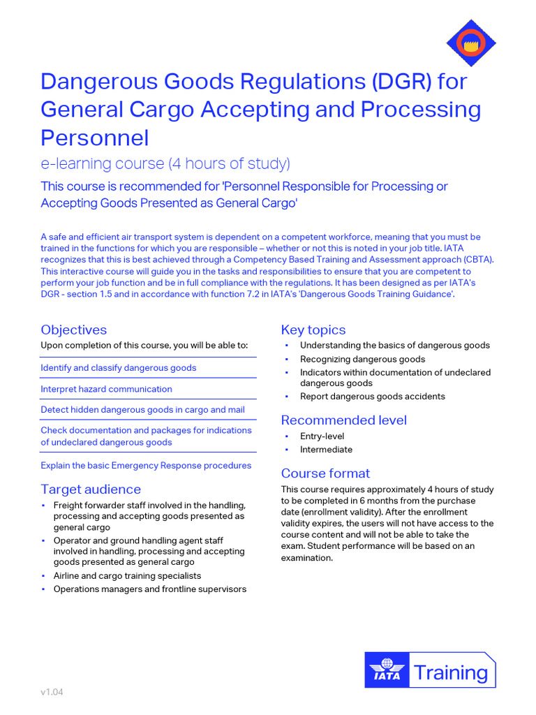 7.2 DGR For General Cargo Accepting and Processing Personnel | PDF ...