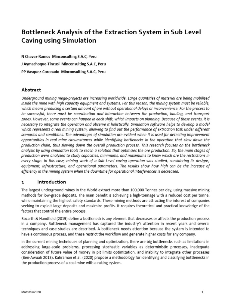 Bottleneck Analysis of The Extraction | PDF | Simulation | Mining