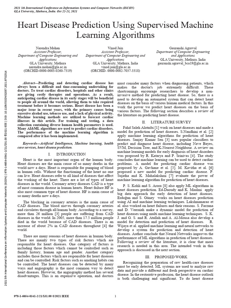 Heart Disease Prediction Using Supervised Machine Learning Algorithms | PDF | Machine Learning ...