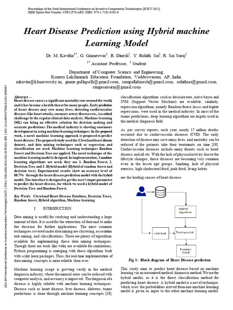 Heart Disease Prediction Using Hybrid Machine Learning Model | PDF ...