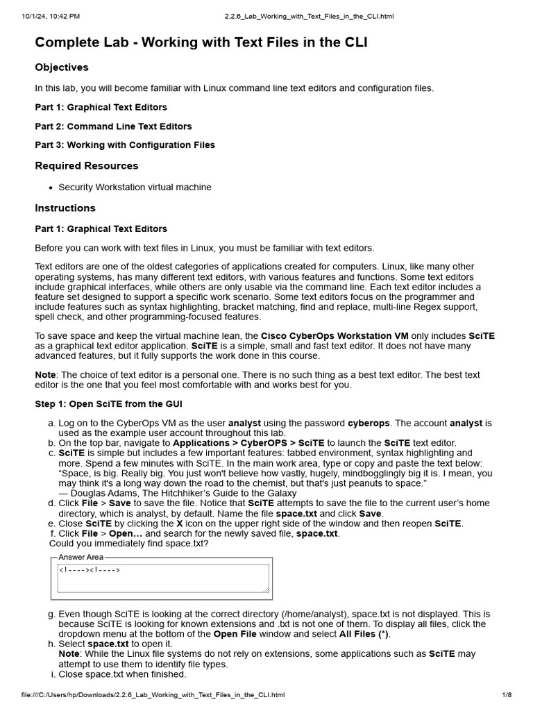 Working with Text Files in Linux CLI | PDF | Command Line Interface ...