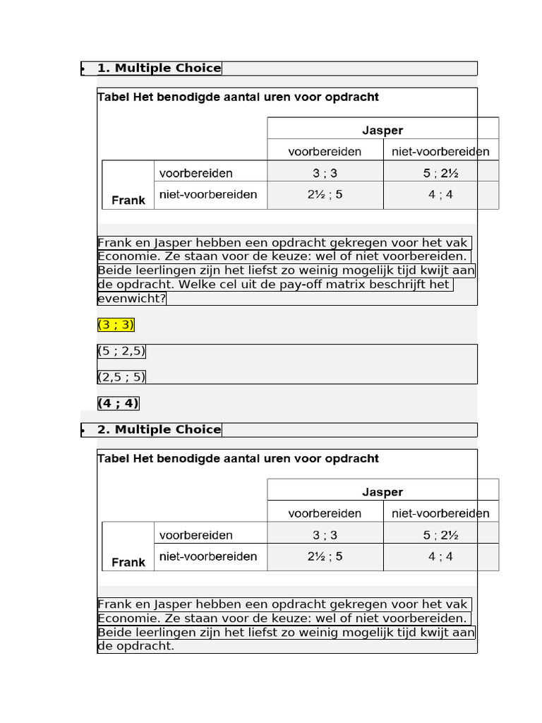 Speltheorie Oefenen | PDF