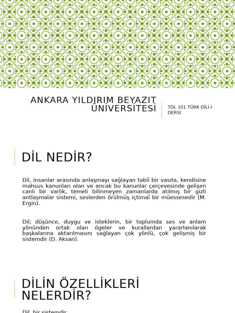 Türk Di̇li̇ Slayt (1) 2 | PDF