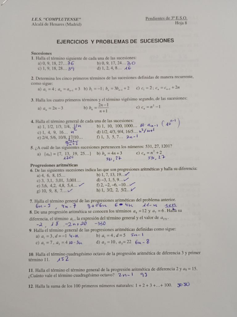 Sucesiones Progresiones +25f | PDF