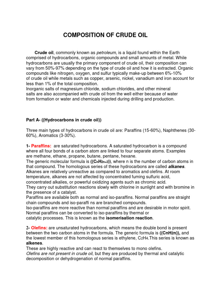 Composition of Crude Oil | PDF | Alkane | Petroleum