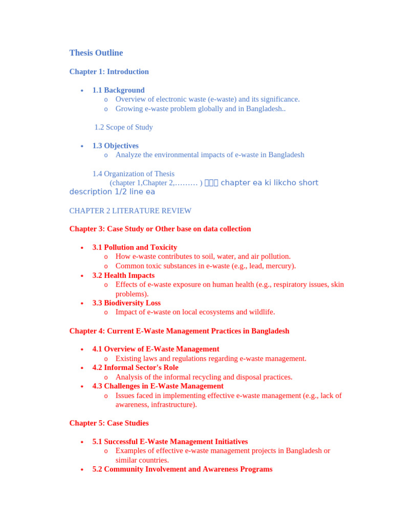 Thesis Outline | PDF | Electronic Waste | Sustainability