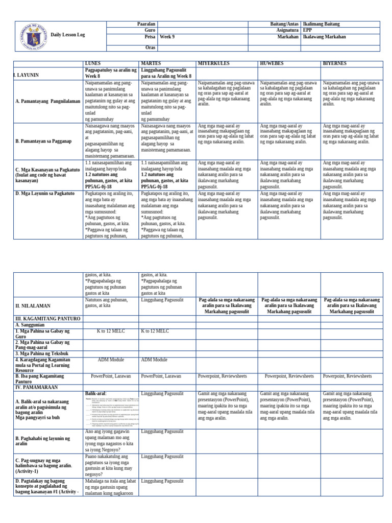 DLL Week 9 Epp | PDF