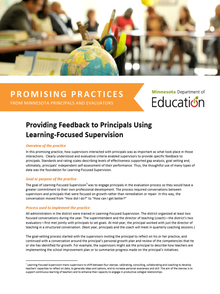 Providing Feedback to Principals Using LearningFocused Supervision | PDF | Teachers | Education ...