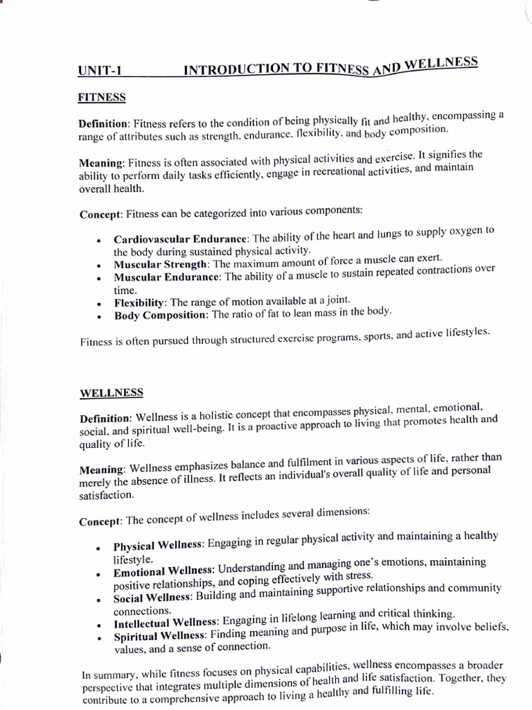 Fitness and Wellness Notes | PDF | Physical Fitness | Flexibility (Anatomy)