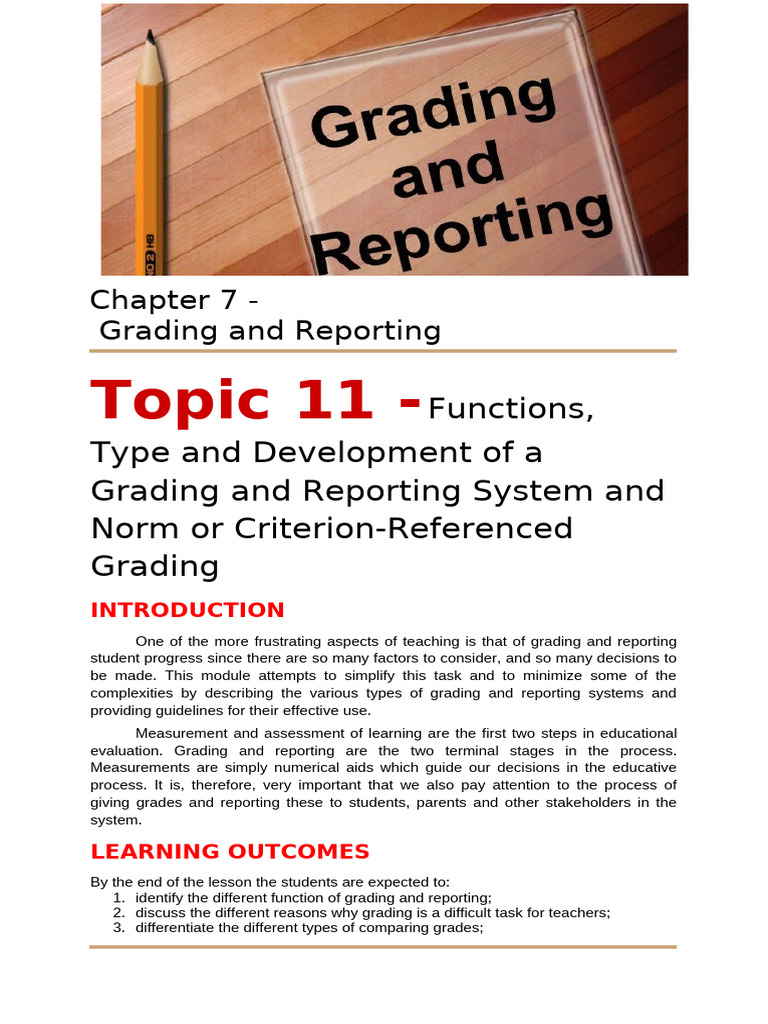 Grading and Reporting Systems Explained | PDF | Teachers | Learning