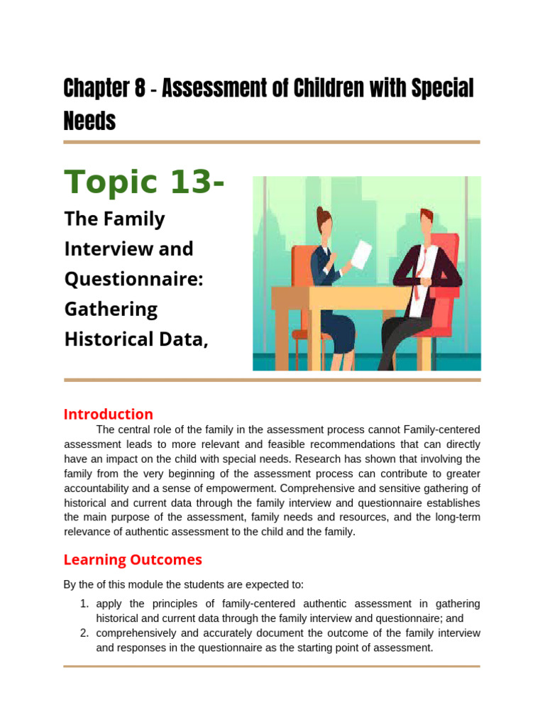 Chapter 8 - Topic 13 - The Family Interview and Questionnaire ...