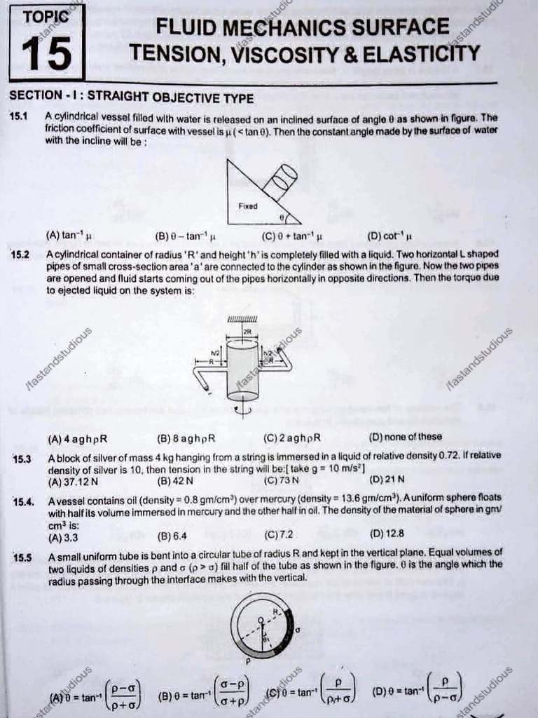 Fluid Mechanics Pdf Liquids Surface Tension